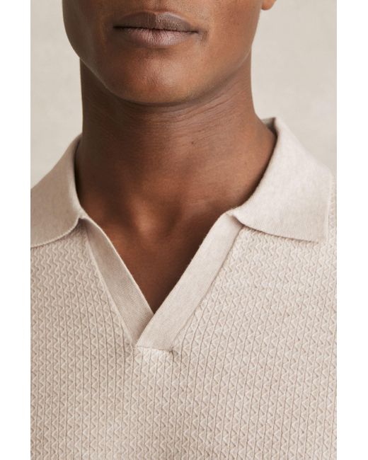 Reiss Open Collar Knit Polo Shirt in Natural for Men | Lyst