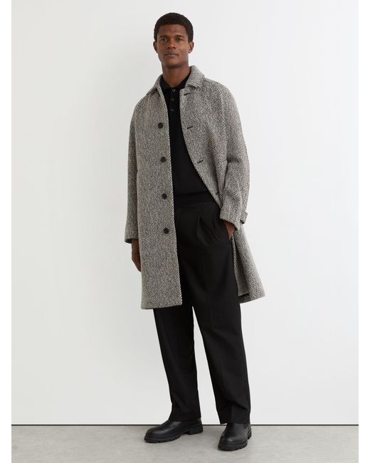 Les Deux Wool Blend Twill Coat in Grey for Men | Lyst UK