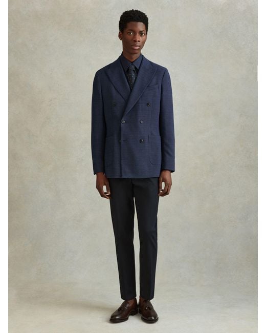 Reiss Wool Blend Double Breasted Blazer in Blue for Men | Lyst