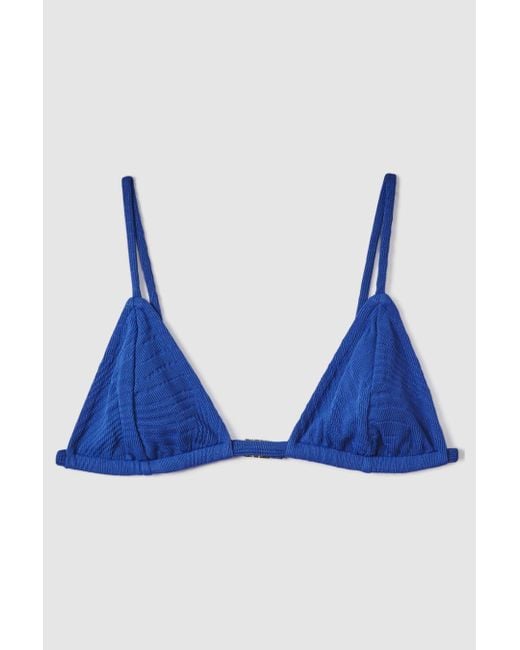 FELLA SWIM Fella Triangle Bikini Top in Blue | Lyst