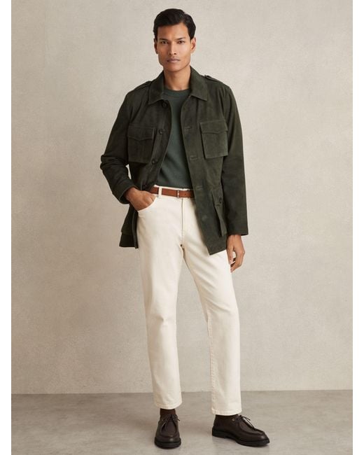 Reiss Suede Four Pocket Field Jacket in Green for Men | Lyst