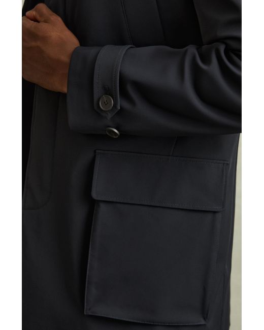 Reiss Player - Navy Hybrid Removable Funnel Neck Overcoat, M in Blue ...