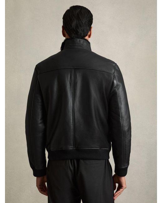 Reiss Curtis Jacket Sheepskin Plain in Black for Men | Lyst