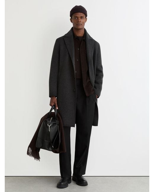 Reiss Squire - Charcoal Grey Wool-blend Single-breasted Overcoat, M in ...