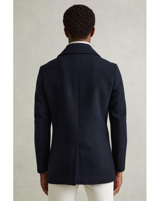 Reiss Wool Blend Double Breasted Peacoat in Blue for Men | Lyst
