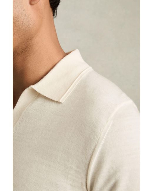 Reiss Duchie - Snow White Merino Wool Open-collar Polo Shirt, M in ...