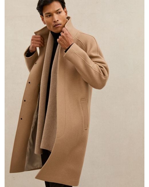 Reiss Atelier Wool-Blend Raglan Overcoat in Natural for Men | Lyst