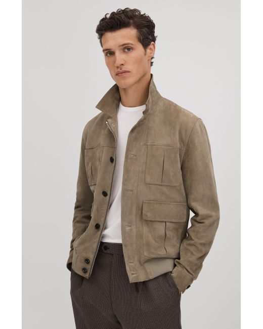 Reiss Thomas - Pistachio Suede Chest Pocket Jacket in Brown for Men | Lyst Reiss Thomas - Pistachio Suede Chest Pocket Jacket in Brown for Men | Lyst