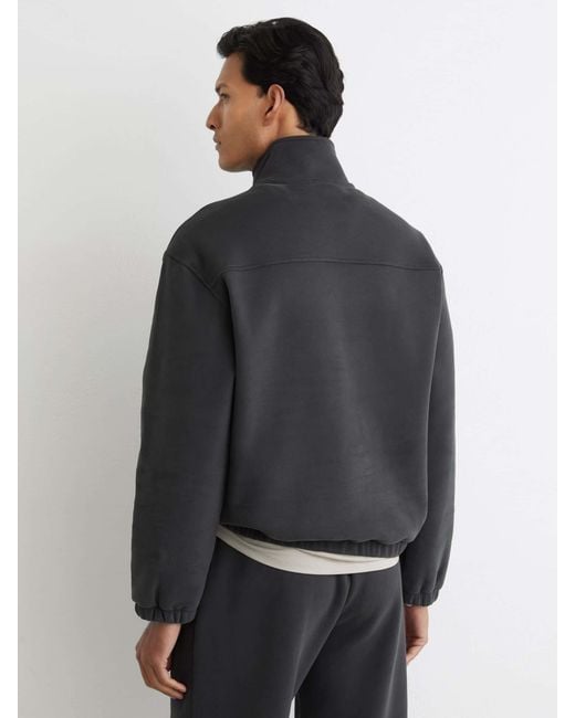 Reiss Cotton-Blend Half-Zip Sweatshirt in Black for Men | Lyst UK