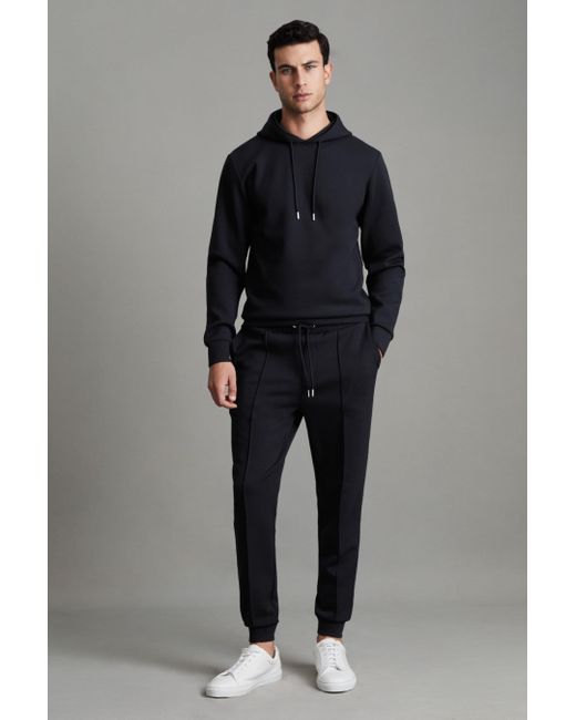 Reiss Premier - Navy Blue Interlock Joggers in Black for Men | Lyst