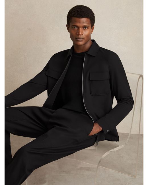 Reiss Technical Zip-Through Overshirt in Black for Men | Lyst