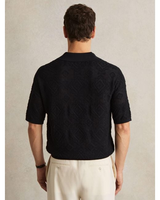 Reiss Jacquard Loop-Stitch Polo Shirt in Black for Men | Lyst UK
