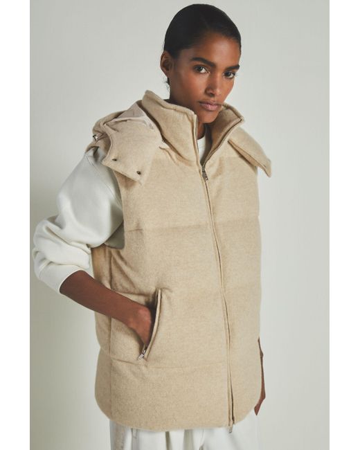 Les 100 Ciels S Stone Brushed-Cashmere Down Gilet in Natural | Lyst