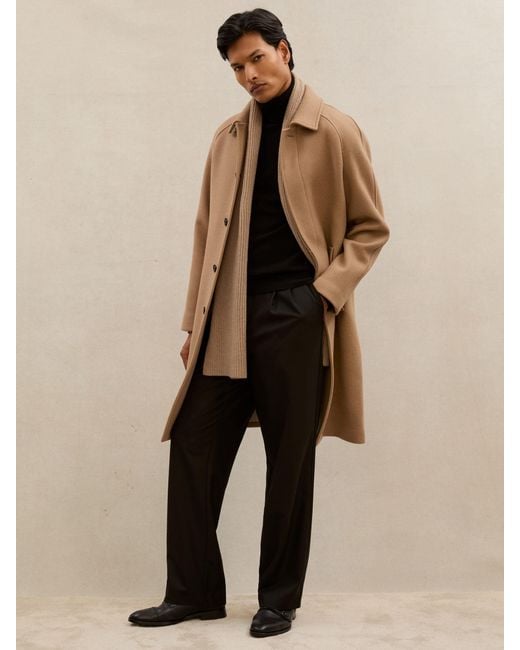 Reiss Atelier Wool-Blend Raglan Overcoat in Natural for Men | Lyst