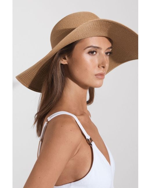 Reiss Emma - Natural Wide Brim Raffia Hat in Brown | Lyst