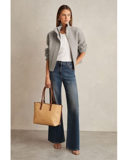 Reiss Wool Funnel-Neck Bomber Jacket in Gray | Lyst