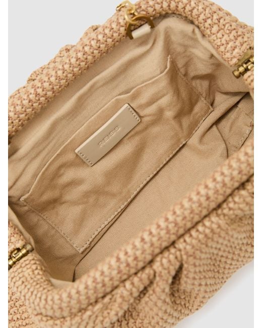 Reiss Georgia - Natural Raffia-effect Ruched Clutch Bag, One | Lyst