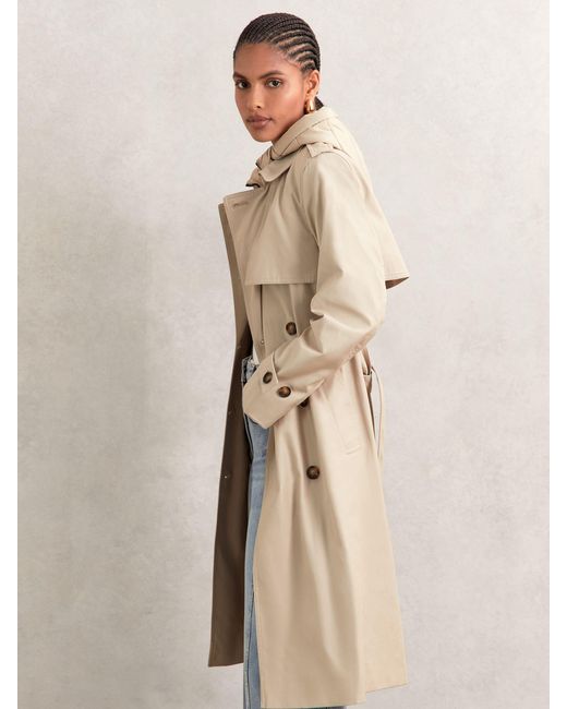 Reiss Hooded Insert Trench Coat in Natural | Lyst