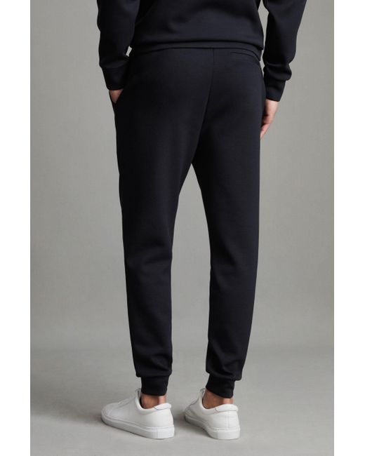 Reiss Premier - Navy Blue Interlock Joggers in Black for Men | Lyst