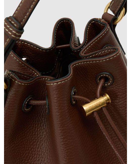 Reiss Esther - Tan Grained-leather Bucket Bag, One in Brown | Lyst