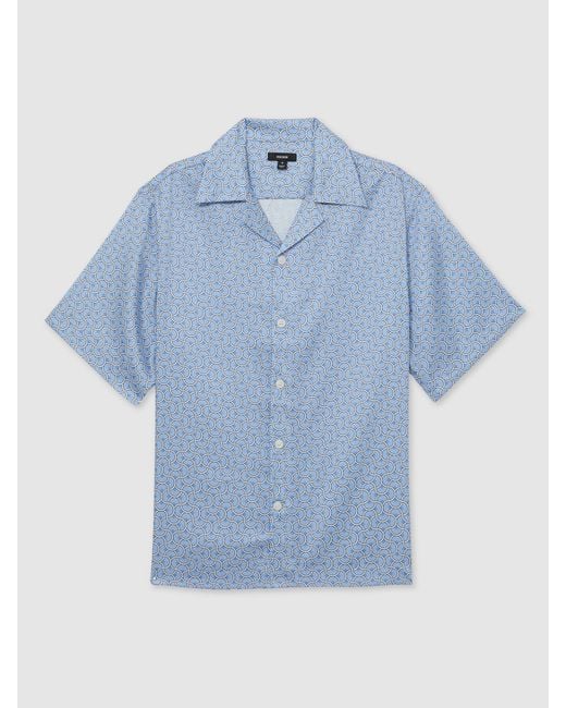 Reiss Geometric Wave Print Cuban Shirt in Blue for Men | Lyst UK
