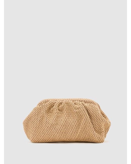 Reiss Georgia - Natural Raffia-effect Ruched Clutch Bag, One | Lyst