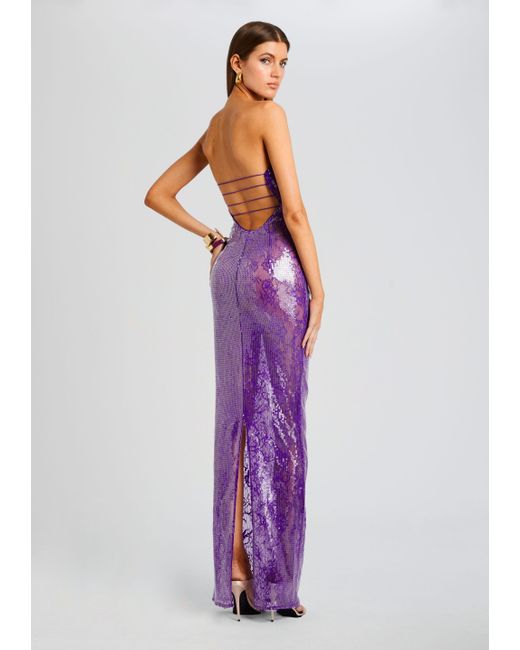 retroféte Lucia Sequin Lace Dress in Purple | Lyst