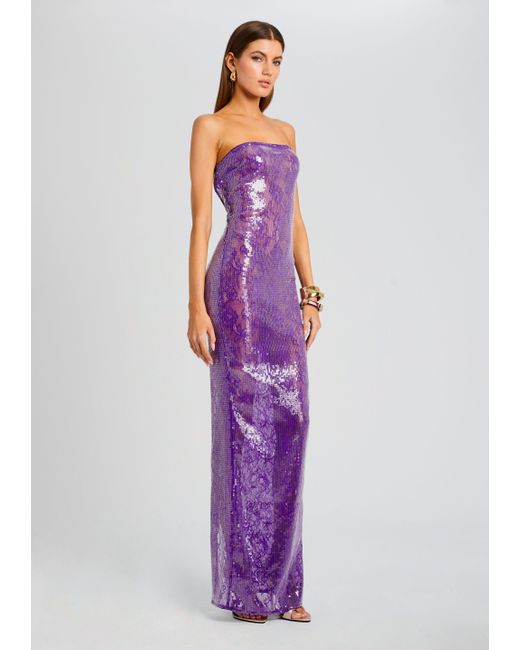 retroféte Lucia Sequin Lace Dress in Purple | Lyst