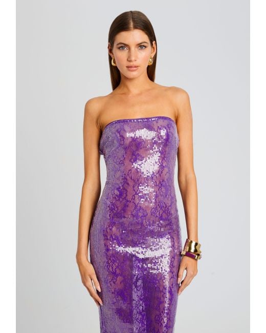 retroféte Lucia Sequin Lace Dress in Purple | Lyst