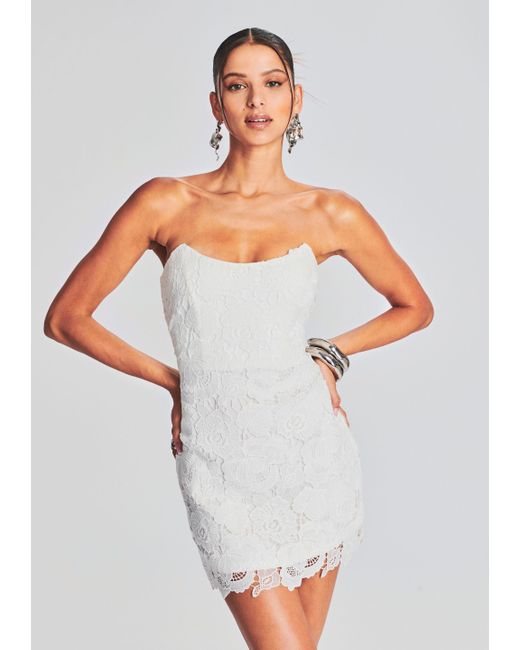 Rococo Sand Eliza Lace Strapless Mini Dress in White | Lyst