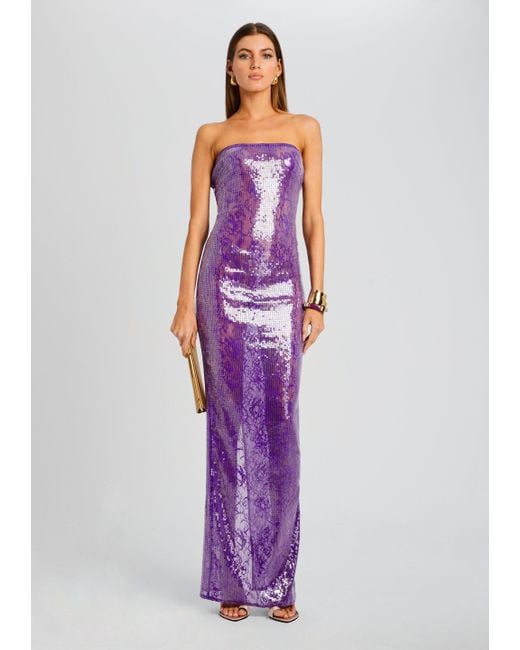 retroféte Lucia Sequin Lace Dress in Purple | Lyst