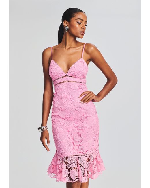 Rococo Sand Eliza Lace Midi Dress in Pink | Lyst