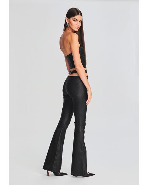 SER.O.YA Sloane Coated Denim Flare Jean in Black | Lyst