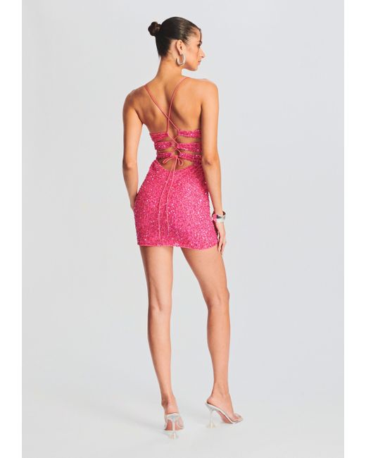retroféte Astrid Sequin Dress in Red | Lyst