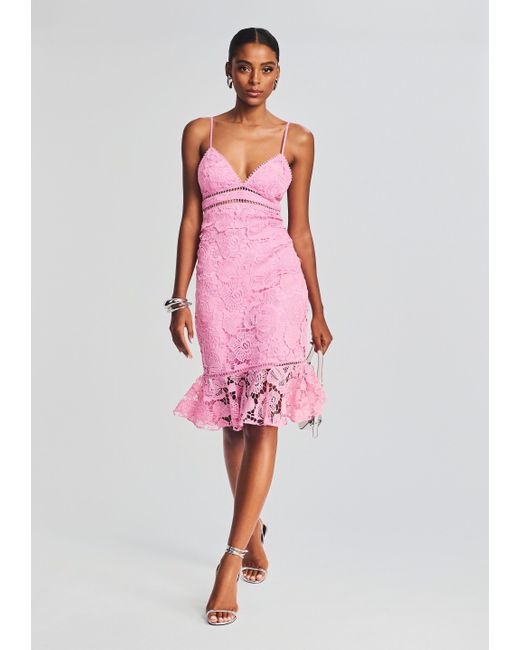 Rococo Sand Eliza Lace Midi Dress in Pink | Lyst