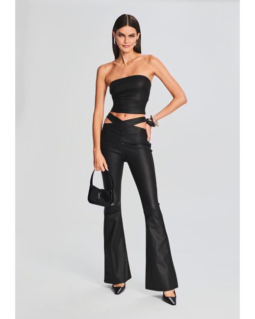 SER.O.YA Sloane Coated Denim Flare Jean in Black | Lyst