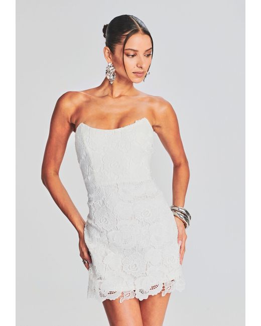 Rococo Sand Eliza Lace Strapless Mini Dress in White | Lyst