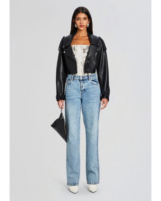 retroféte Leonie Leather Top in Blue | Lyst