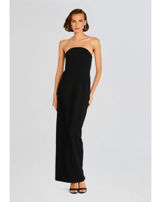 Sans Faff Half Moon Evening Dress With Bowed Plumes in Black | Lyst