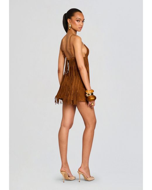 retroféte Jacinta Suede Fringe Bra in Brown | Lyst