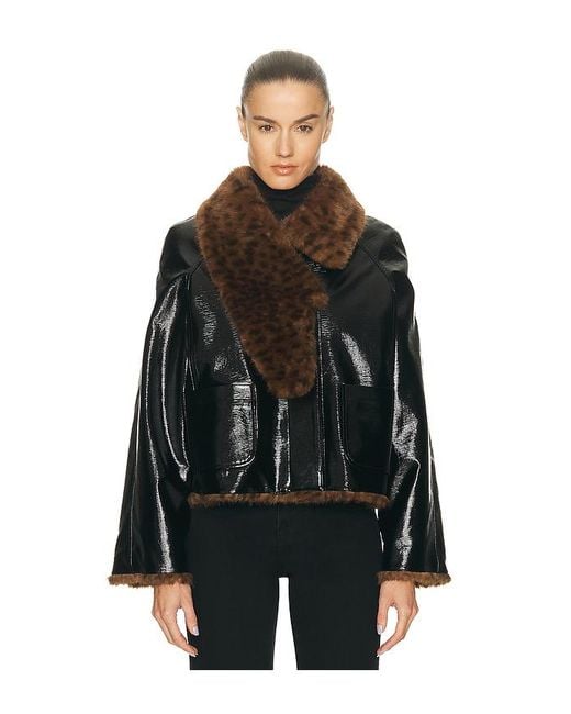 REVOLVE x JJ Pu Leopard Print Jacket in Black | Lyst UK