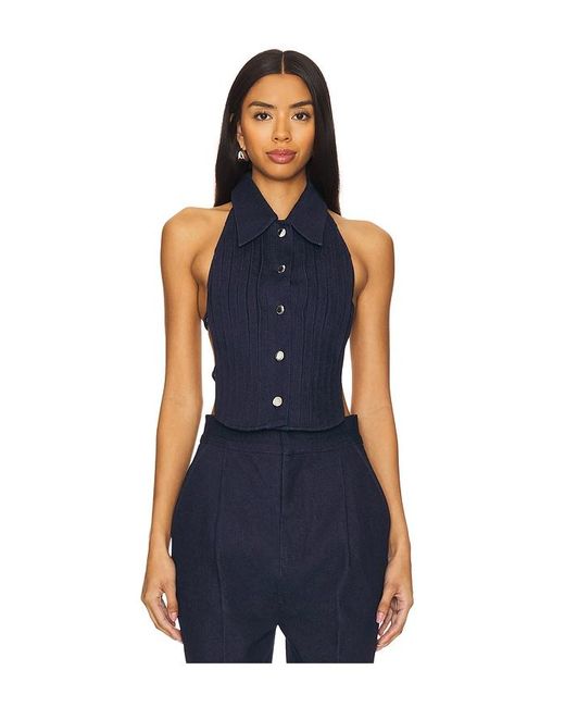 retroféte Noa Denim Top in Blue | Lyst