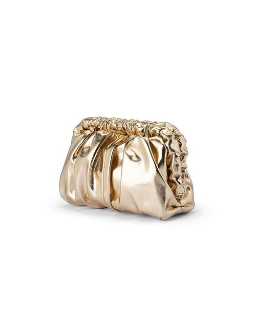 OLGA BERG Betty Metallic Clutch in Natural | Lyst