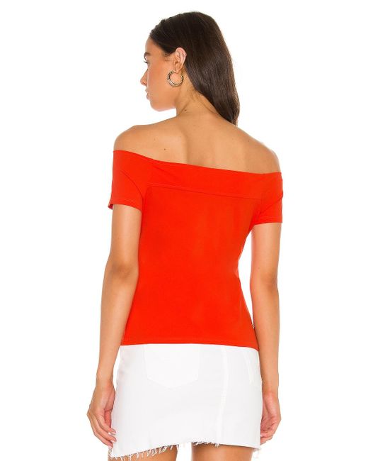 Bcbgmaxazria Cotton Off The Shoulder Top In Red Lyst