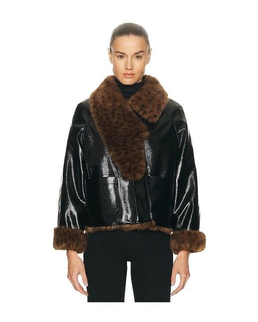 REVOLVE x JJ Pu Leopard Print Jacket in Black | Lyst UK