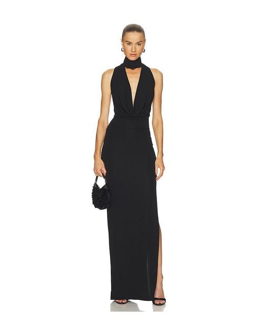Misha The Cowl Neck Jersey Dress in Black | Lyst UK