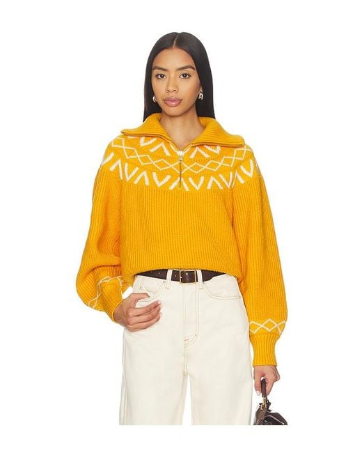 Varley Sigrid Fairisle Half Zip Knit Sweater in Yellow | Lyst UK