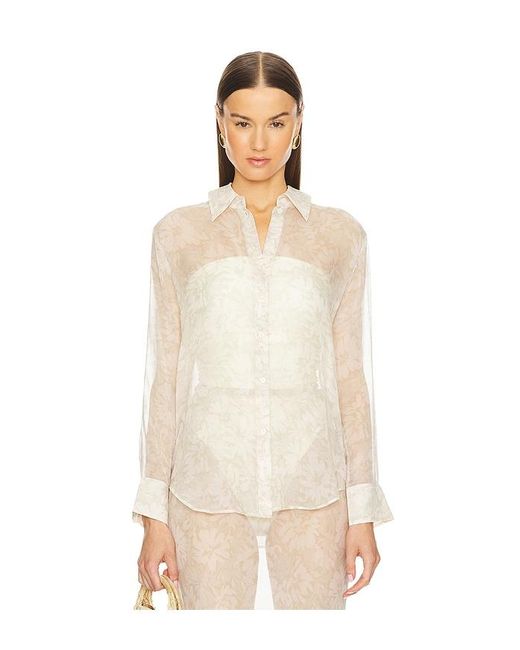 L'academie By Marianna Capucine Silk Shirt in Natural | Lyst