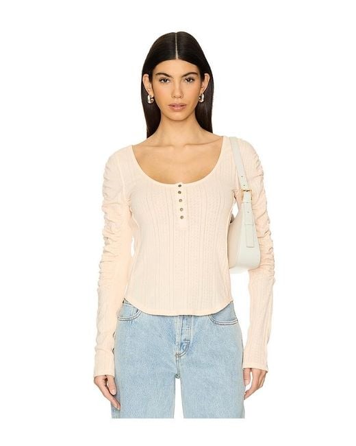 Free People Hope Henley Top in Blue | Lyst