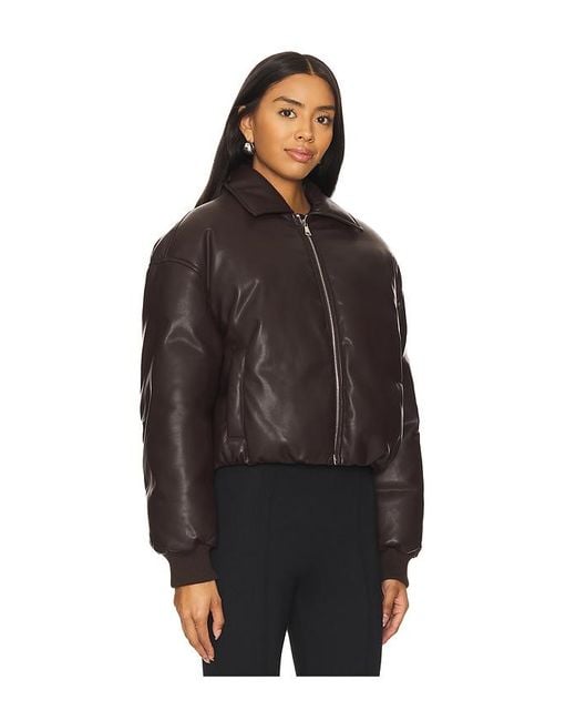 superdown Faux Leather Ribbed Bomber Jacket in Black | Lyst